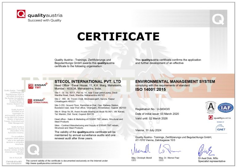 ISO Certifications – Stecol International Pvt. Ltd.